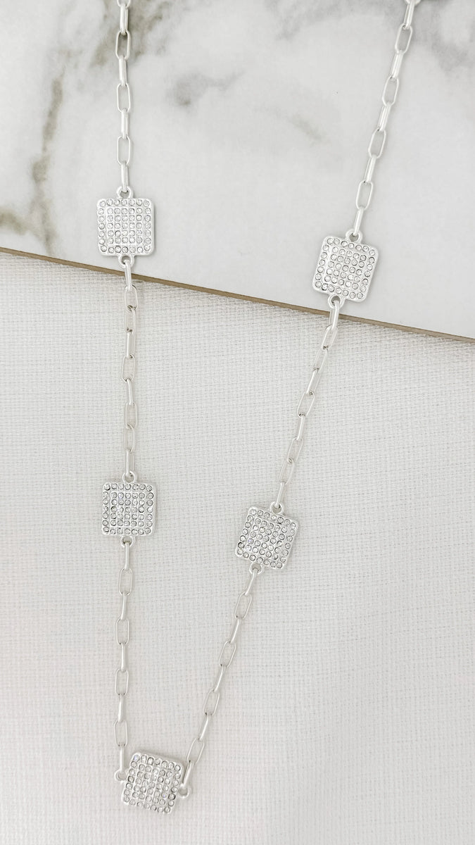 ENVY SPARKLE SQUARES NECKLACE SILVER – Lucido Boutique